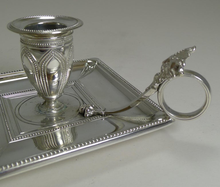 Pair Antique English Silver Plate Chamber Sticks by James Dixon and ...