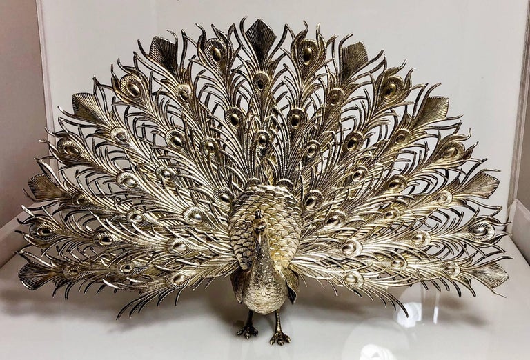 Pair of Antique English Sterling Silver Peacocks, circa 1920-1930 at ...