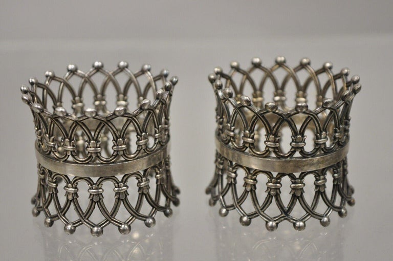 Pair Antique English Victorian Silver Plate Pierced Fretwork Crown ...