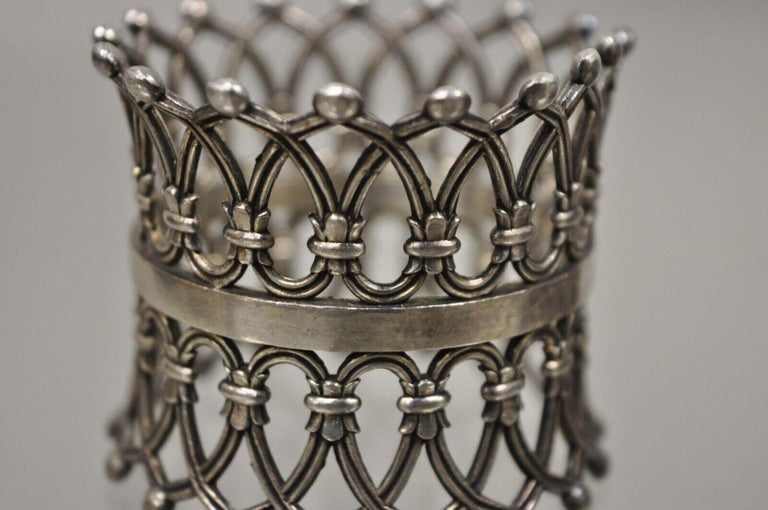 Pair Antique English Victorian Silver Plate Pierced Fretwork Crown ...