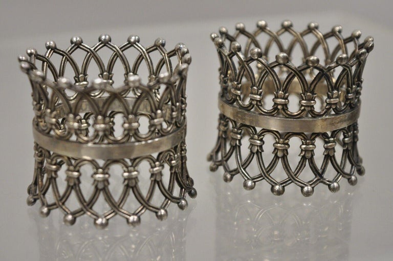 Pair Antique English Victorian Silver Plate Pierced Fretwork Crown ...