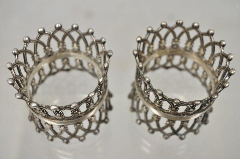 Pair Antique English Victorian Silver Plate Pierced Fretwork Crown ...