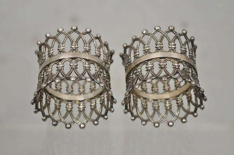 Pair Antique English Victorian Silver Plate Pierced Fretwork Crown ...