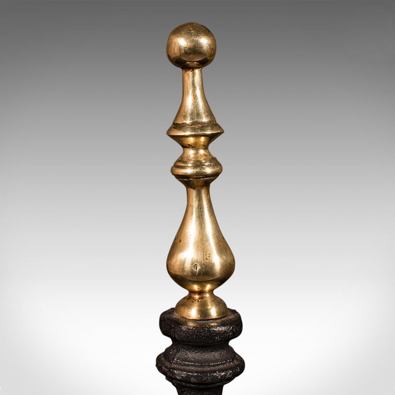 Paar antike Kaminbesteck-Stützen, englisch, Gusseisen, Messing ...