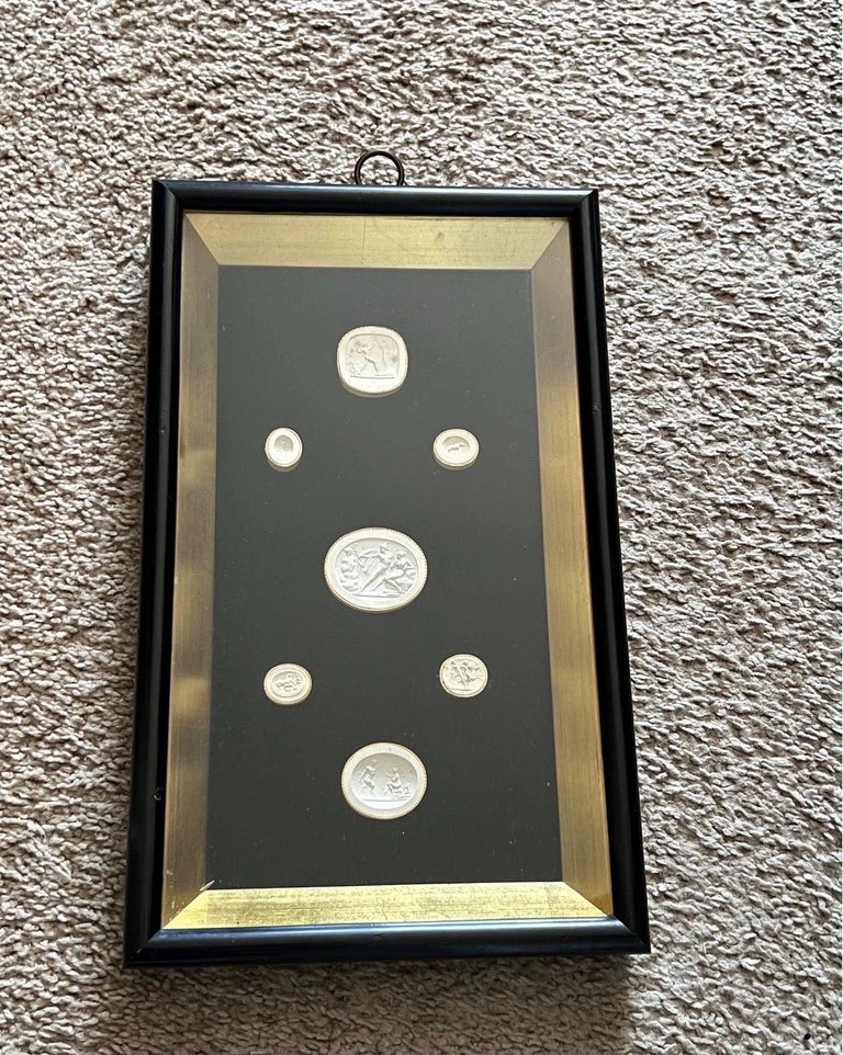 Pair, Antique Framed Grand Tour Intaglio Displays For Sale at 1stDibs