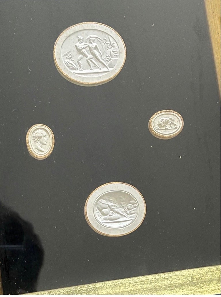 Pair, Antique Framed Grand Tour Intaglio Displays For Sale at 1stDibs