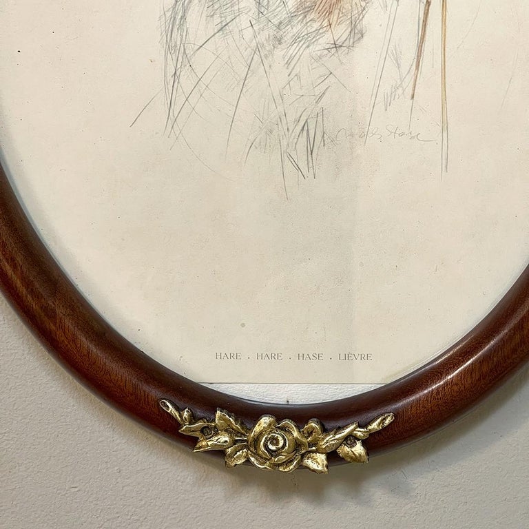 Pair Antique French Hand-Colored Lithographs in Mahogany Frames with ...