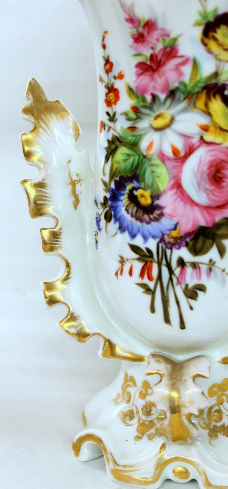Pair of Antique French Hand Painted Porcelain Flair Vases with ...