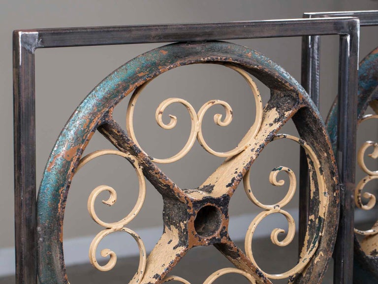 Antique French Painted Industrial Iron Wheels circa 1880 in Custom ...