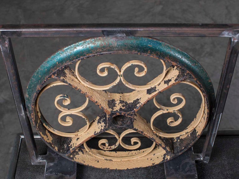 Antique French Painted Industrial Iron Wheels circa 1880 in Custom ...