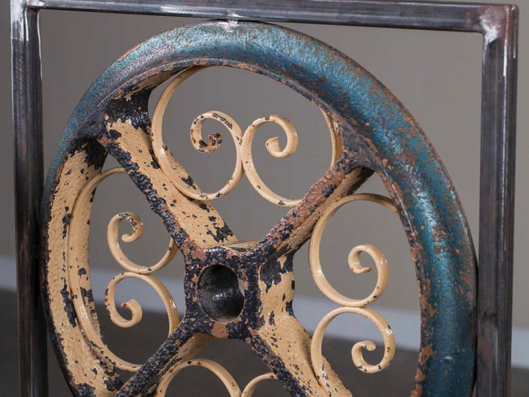 Antique French Painted Industrial Iron Wheels circa 1880 in Custom ...