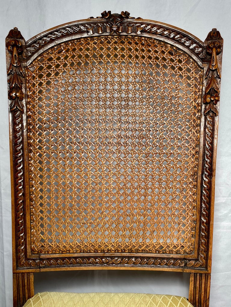 Pair Antique French Walnut Cane Back Side Chairs, circa 1880 For Sale ...