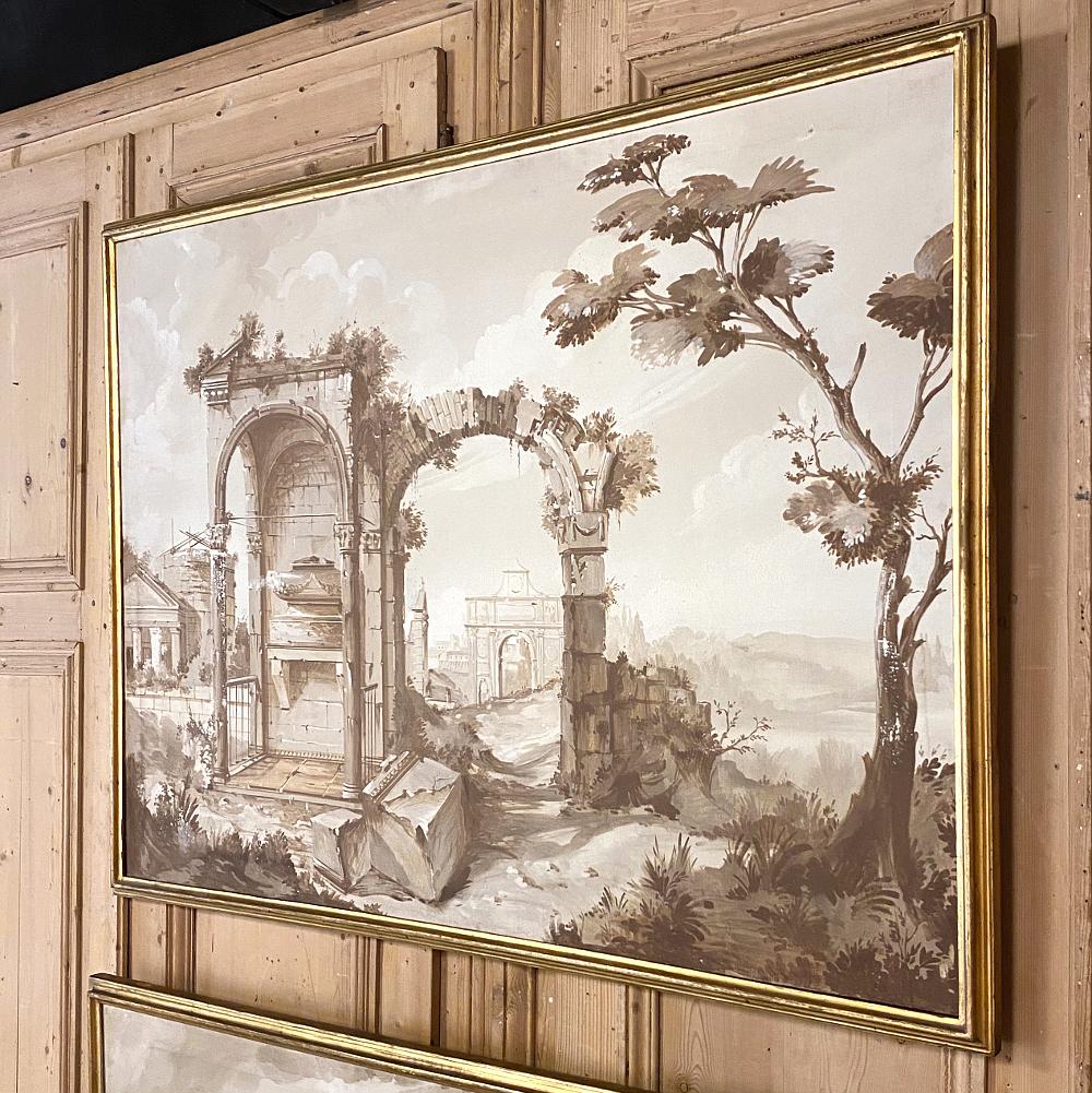 Pair of Antique Grand Framed Gouache Paintings of Roman Ruins For Sale ...