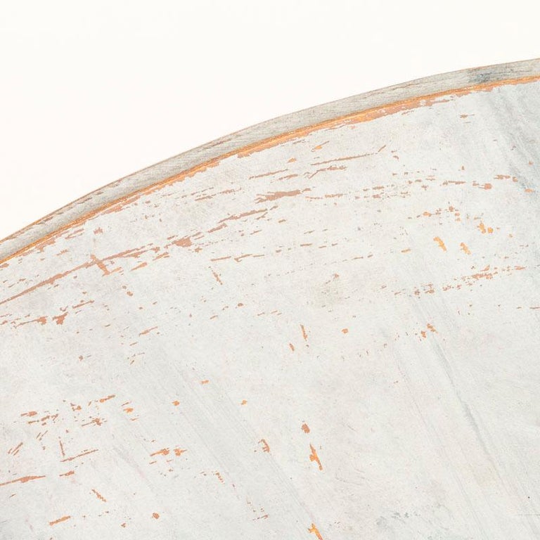 Pair, Antique Gustavian Gray Painted Demi Lune Side Tables with Faux ...