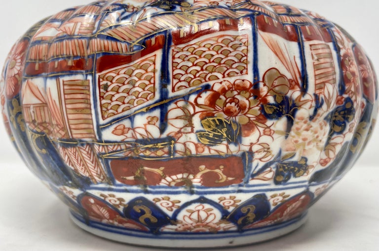 Pair Antique Imari Porcelain Fluted Design Vases, Circa 1880 For Sale ...