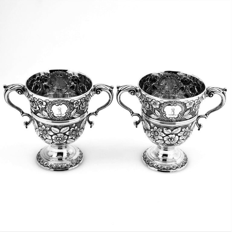 Pair of Antique Irish Solid Silver Cups Dublin, 1775 at 1stDibs
