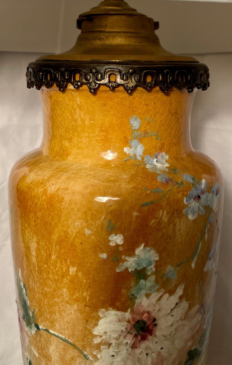 Pair Antique Japanese Bronze and Porcelain Urns Converted to Lamps ...