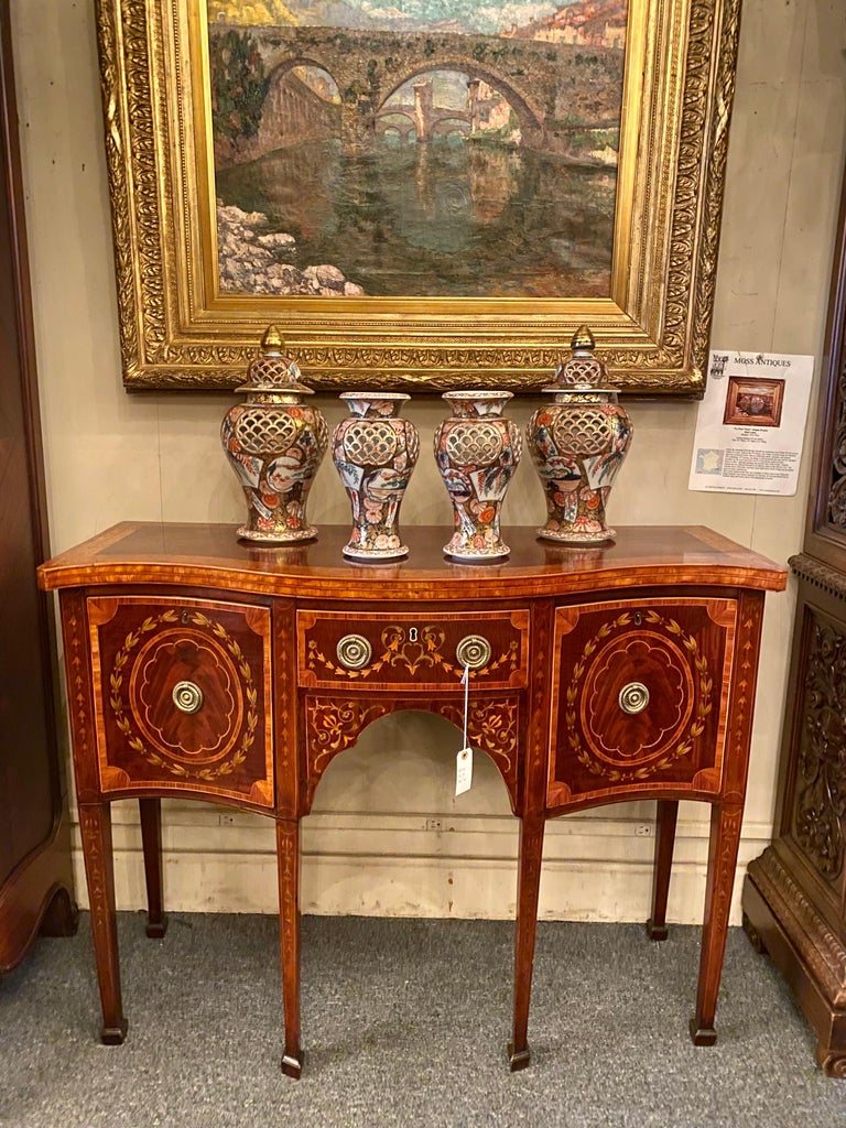 Pair Antique Japanese Imari Porcelain Vases with Reticulated Pierce ...