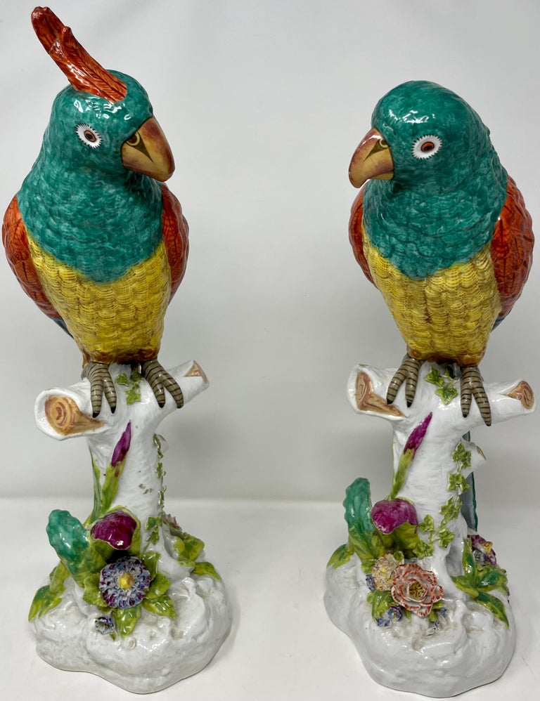 Pair Antique Late 19th Century Hand-Painted Porcelain Parrot Sculptures ...