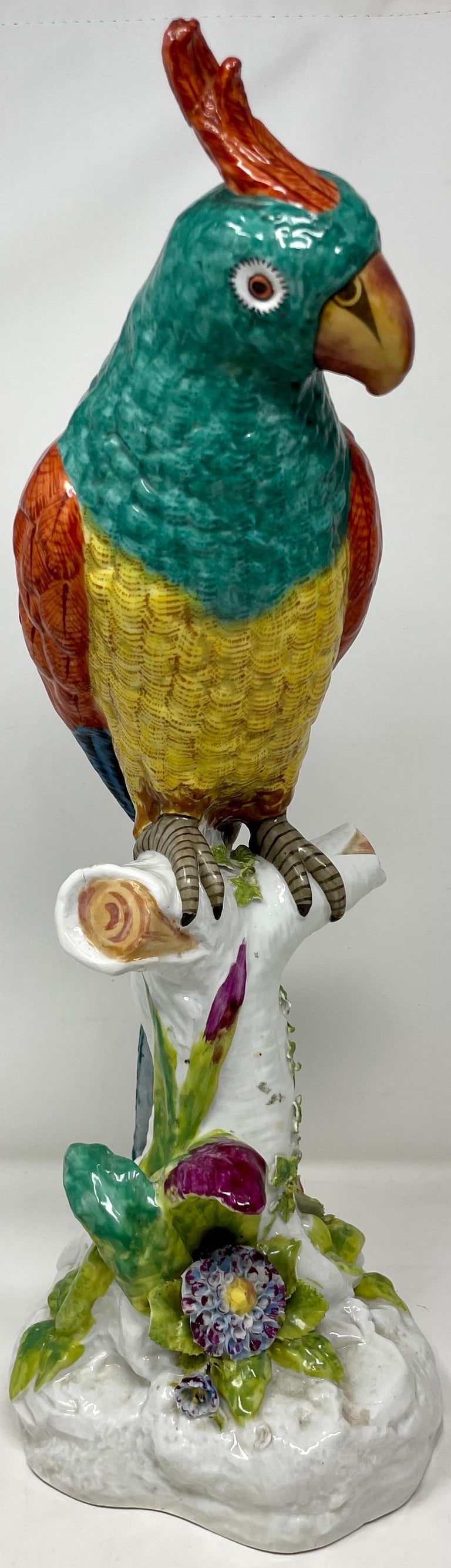 Pair Antique Late 19th Century Hand-Painted Porcelain Parrot Sculptures ...