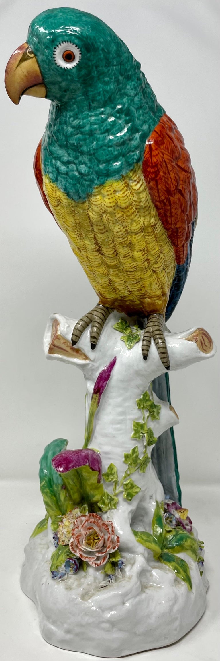 Pair Antique Late 19th Century Hand-Painted Porcelain Parrot Sculptures ...