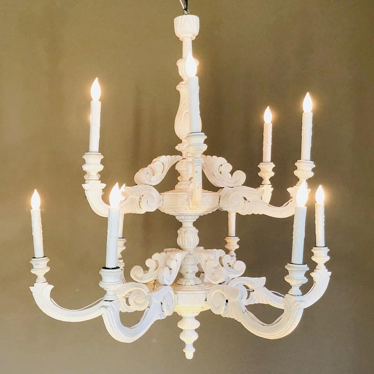 Pair of Antique Painted Chandeliers For Sale at 1stDibs