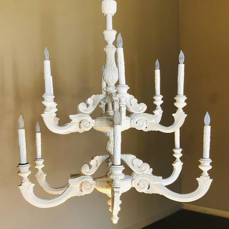 Pair of Antique Painted Chandeliers For Sale at 1stDibs