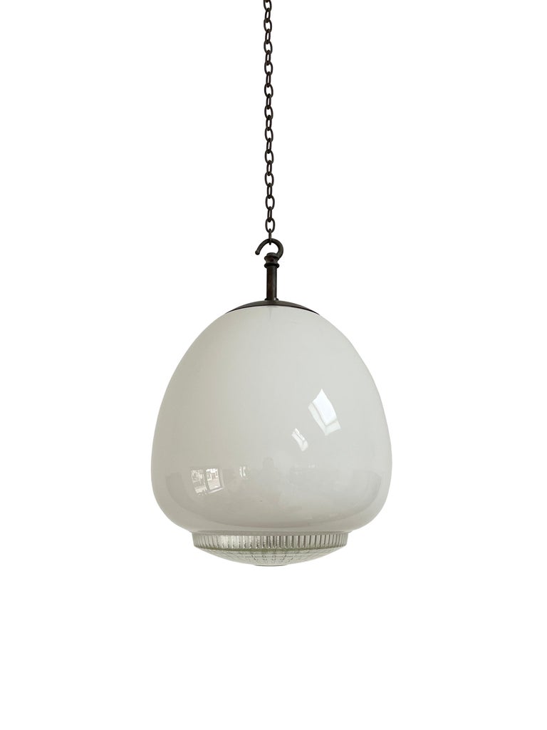 Pair Antique Vintage Diffused Tulip Opaline Milk Glass Ceiling Pendants ...