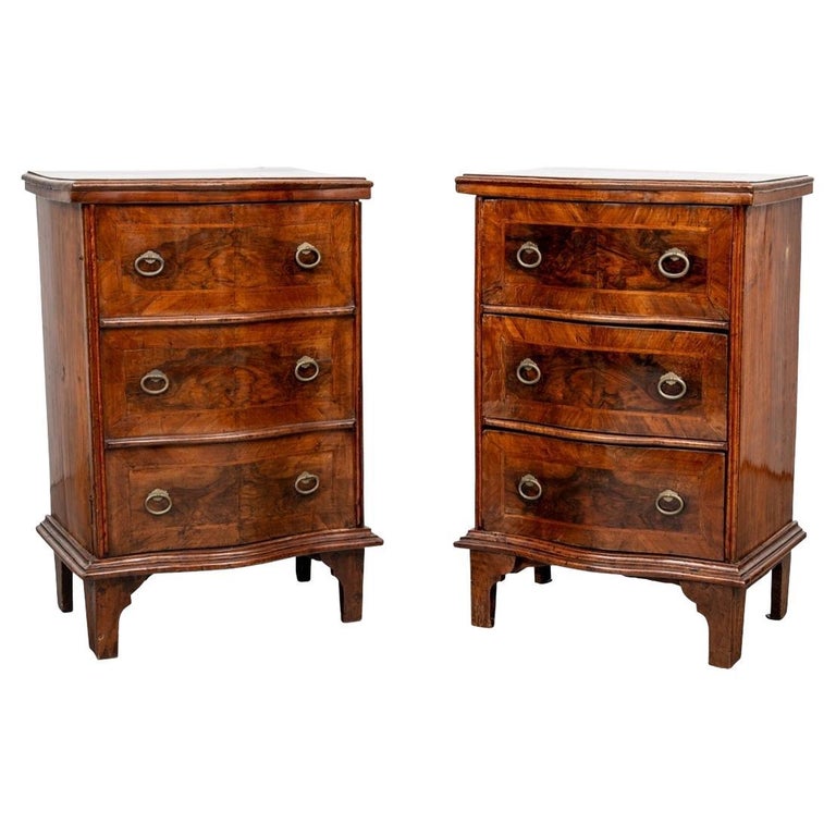 Pair Antique Walnut Veneer Chests at 1stDibs