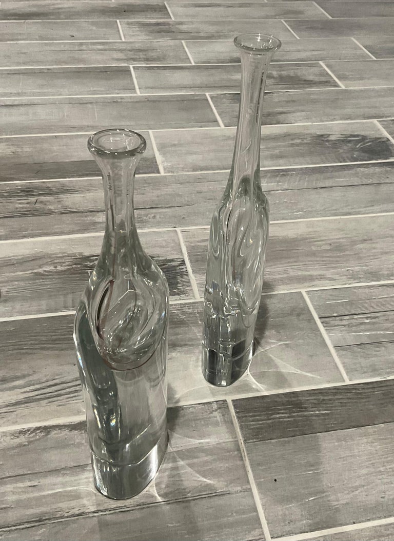 Pair Antonio da Ros Cenedese Sasso Murano Glass Vases in Heavy Blown ...