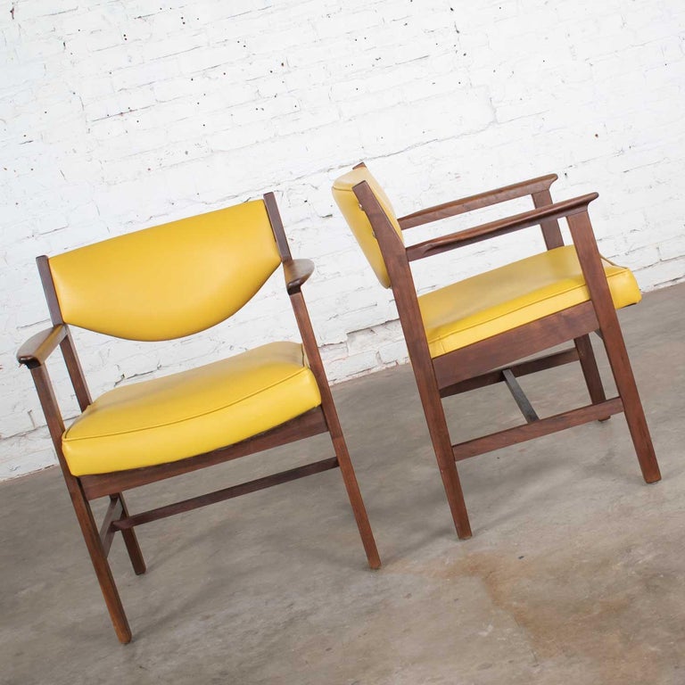 Pair of Armchairs MCM Gold Faux Leather and Walnut by Madison Furniture ...