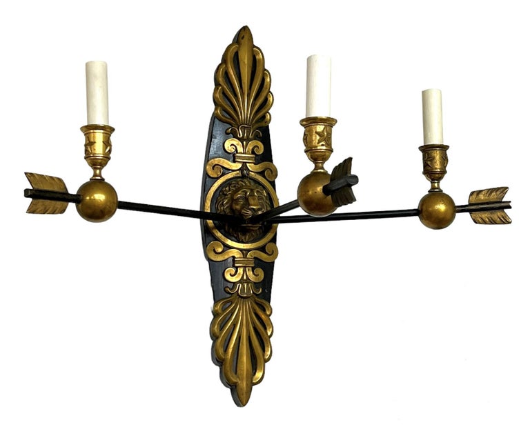 Pair Arrow Motif Sconce in French Empire Style For Sale at 1stDibs