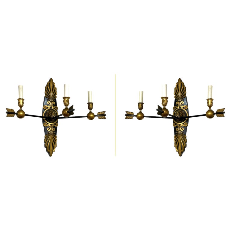 Pair Arrow Motif Sconce in French Empire Style For Sale at 1stDibs
