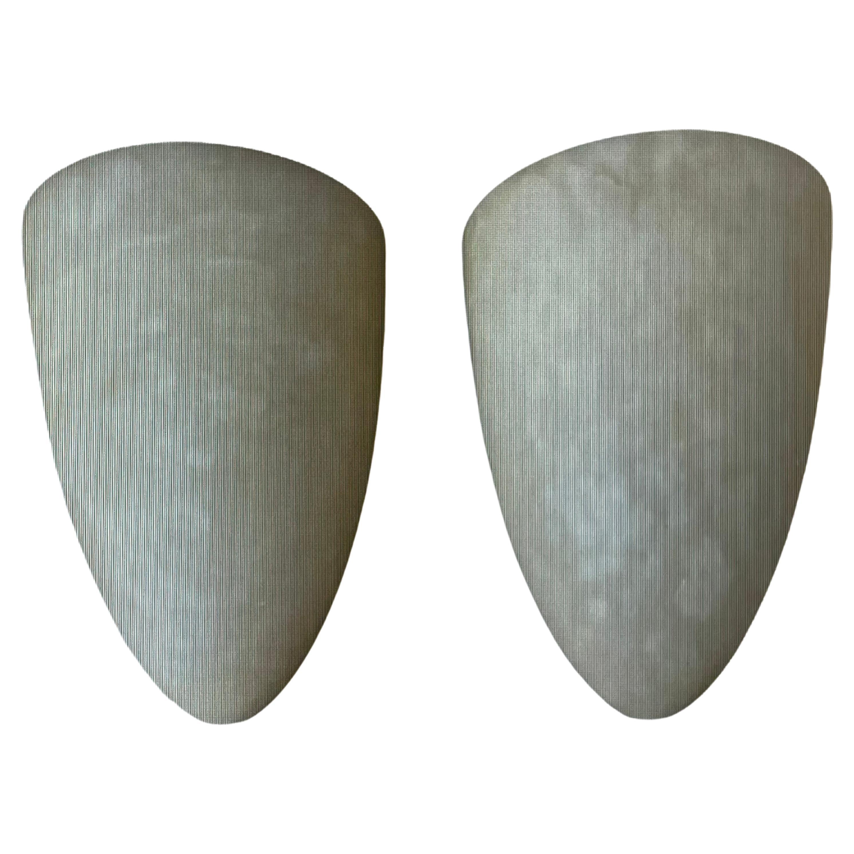 Pair Art Deco Style Cocoon Shape Midcentury Modern Era Alabaster Wall ...