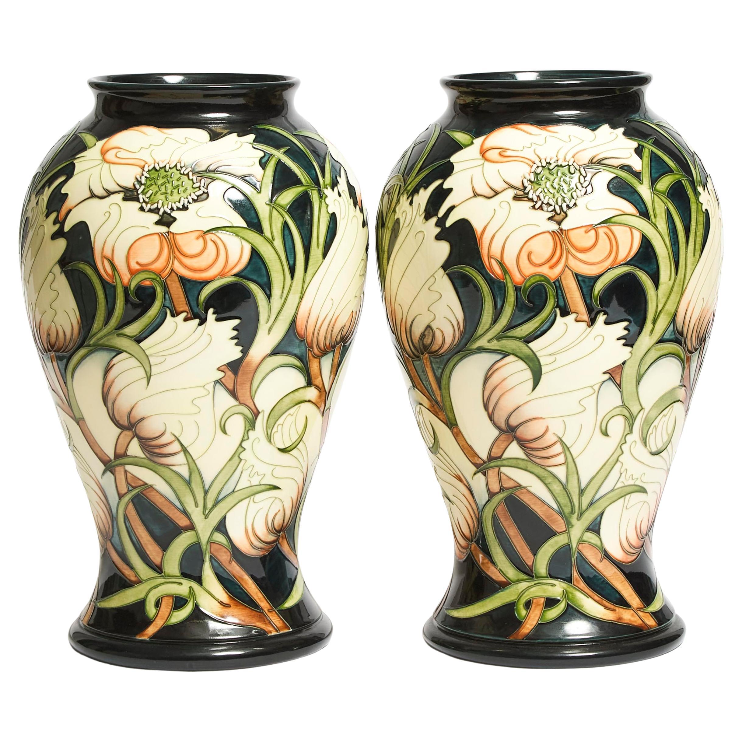 PAIR Art Nouveau Style MOORCROFT by Rachel Bishop LARGE Vase ...
