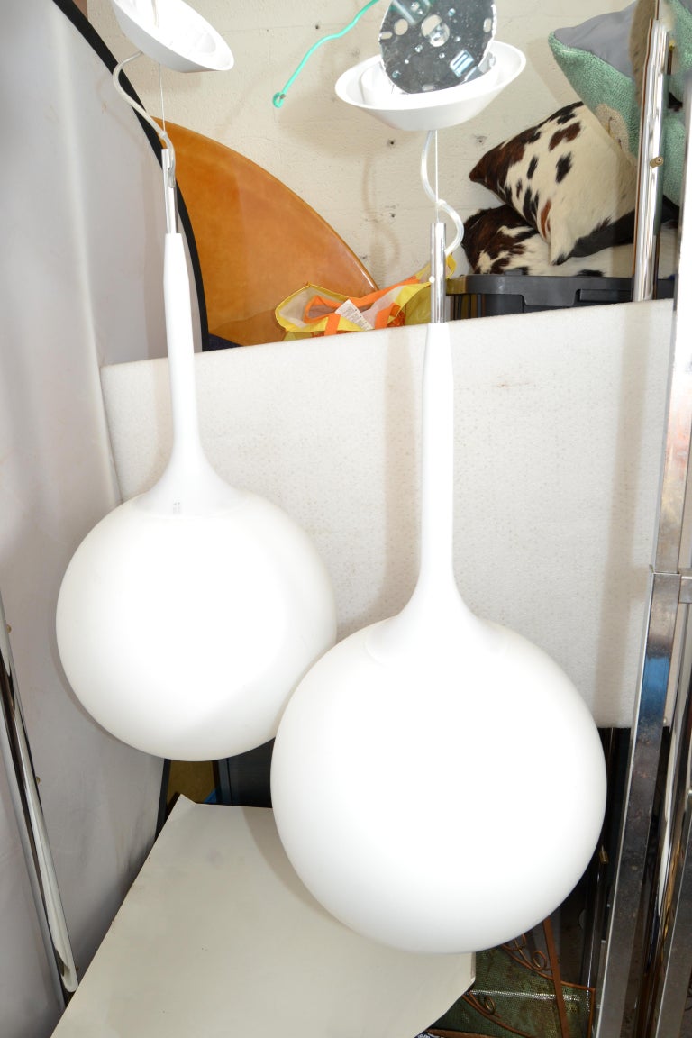 Pair, Artemide Castore Pendant Glass Light by Michele De Lucchi and ...