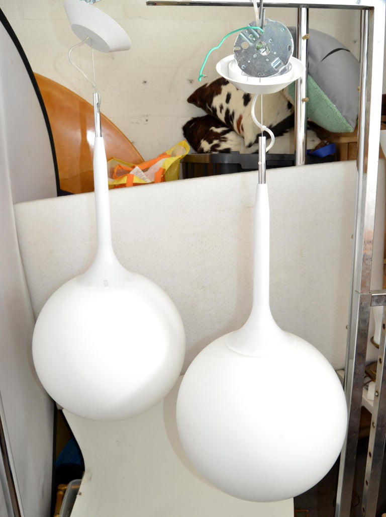 Pair, Artemide Castore Pendant Glass Light by Michele De Lucchi and ...