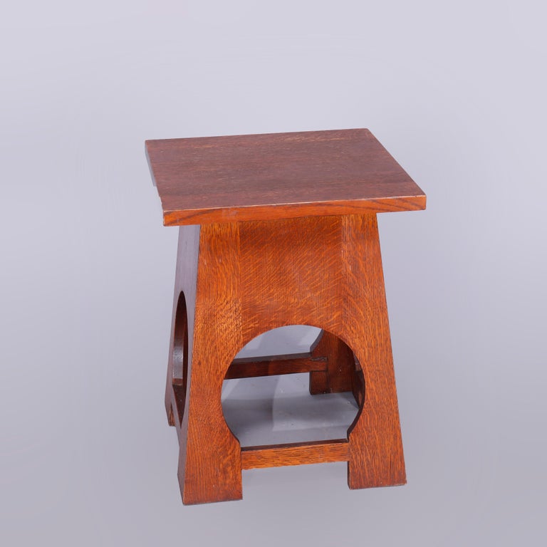 Pair of Arts and Crafts Mission Oak Tabouret Stands, Roycroft by ...