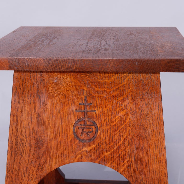 Pair of Arts and Crafts Mission Oak Tabouret Stands, Roycroft by ...