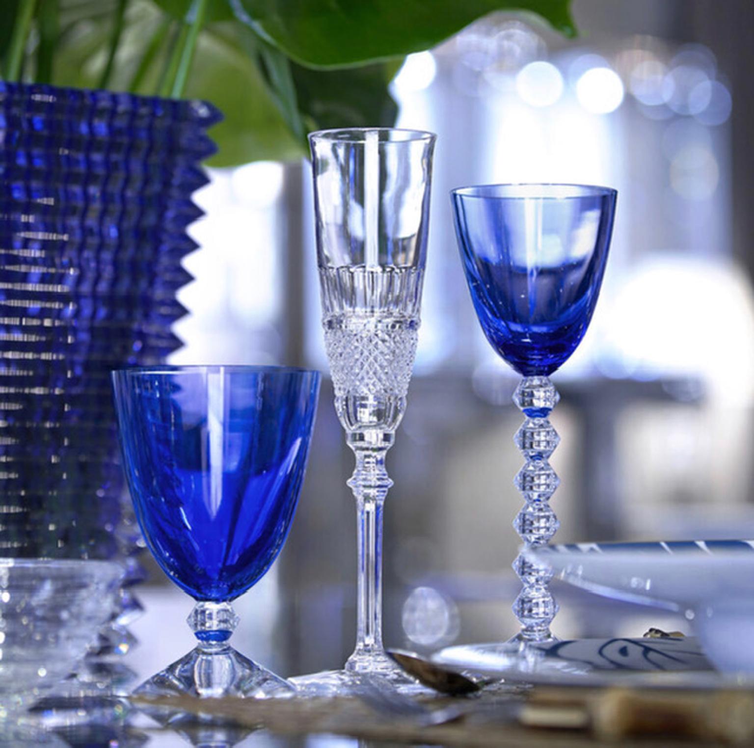 Pair of Baccarat Crystal Water Glasses Light Blue at 1stDibs