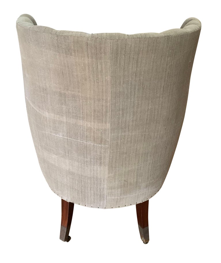 Pair of Upholstered Barrel Back Wing Chairs, England, 19th Century For ...