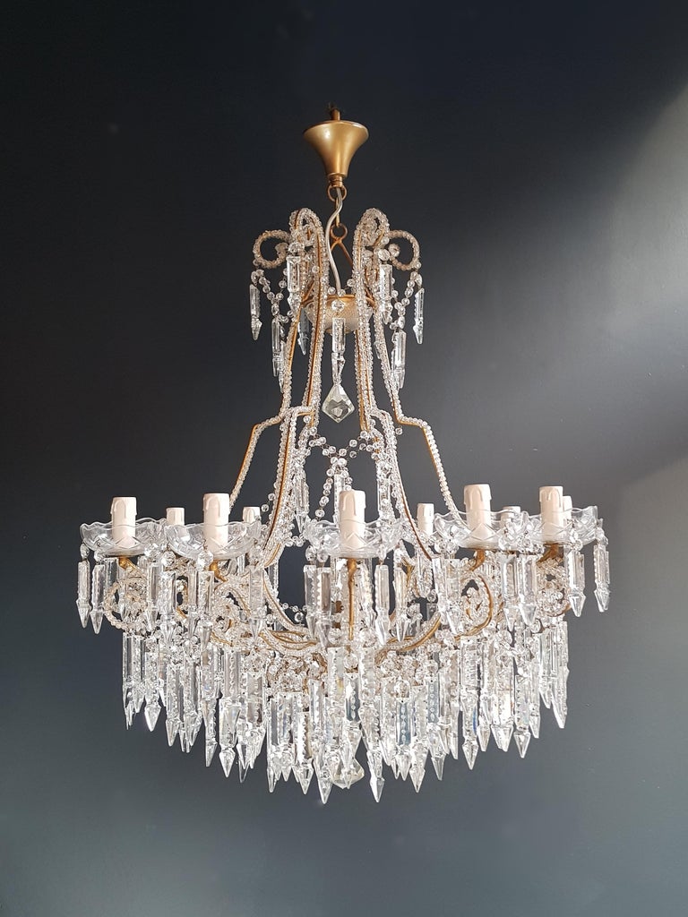 Beaded Crystal Chandelier Antique Ceiling Lamp Lustre Art Nouveau 2 ...