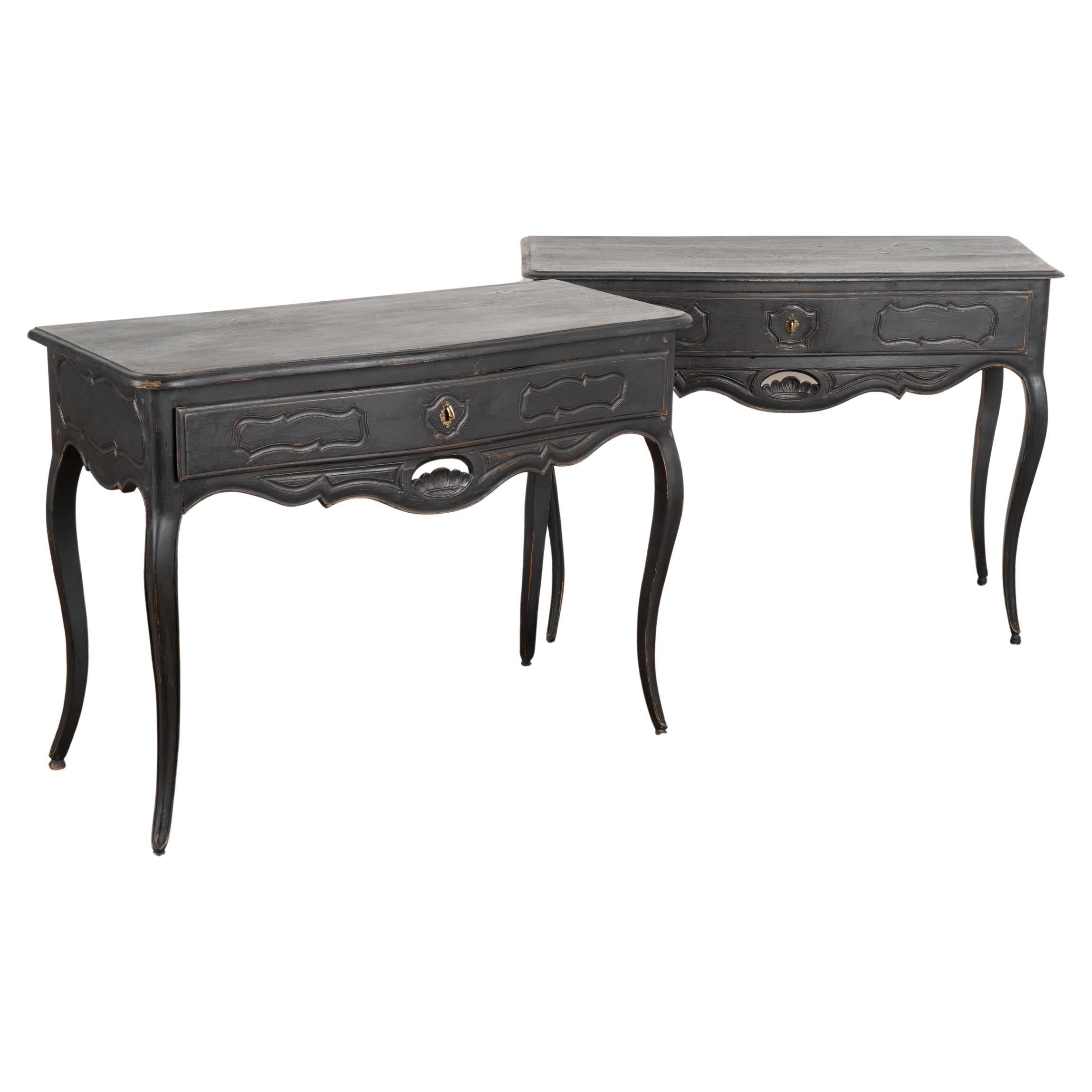 Pair, Black Carved Side Tables With Cabriolet Legs, France circa 1850 ...