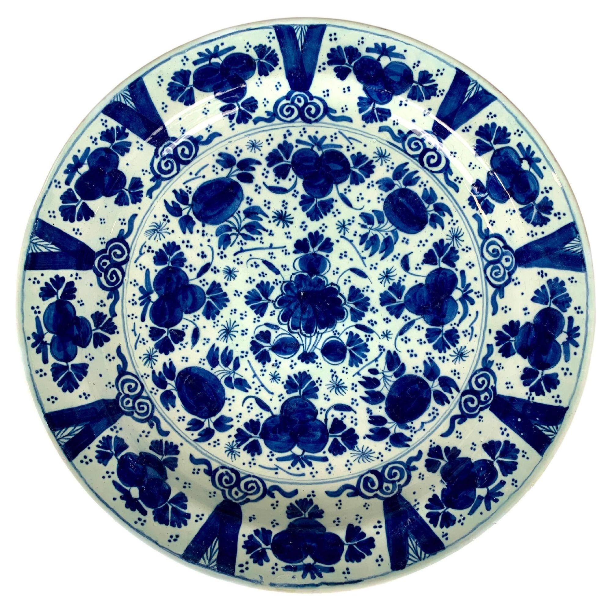 Pair Blue and White Delft Chargers, 18th Century, circa 1770 For Sale ...