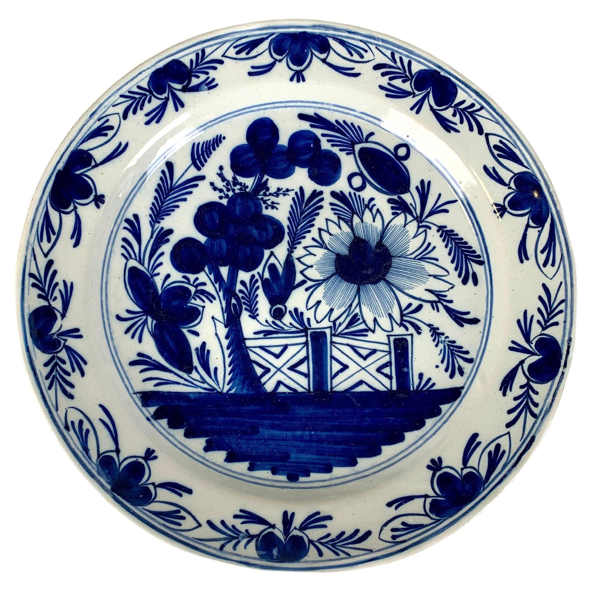 Pair Blue and White Delft Chargers Hand Painted Netherlands circa 1800 ...