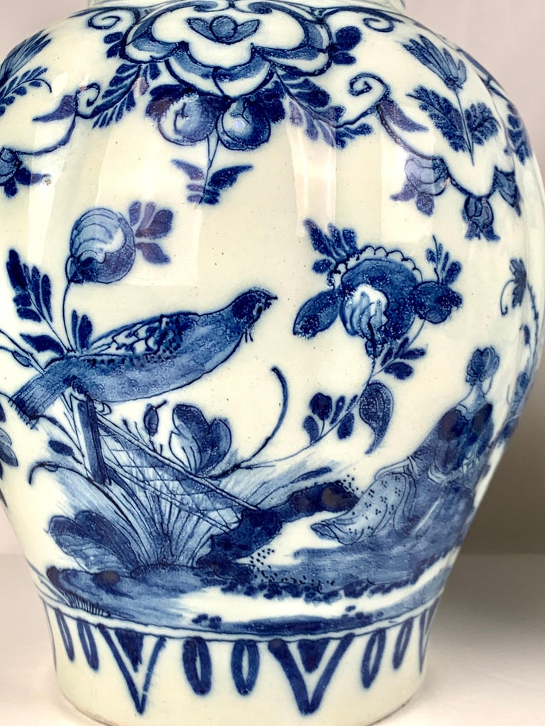 Pair Blue and White Delft Jars Hand Painted 18th Century Netherlands ...