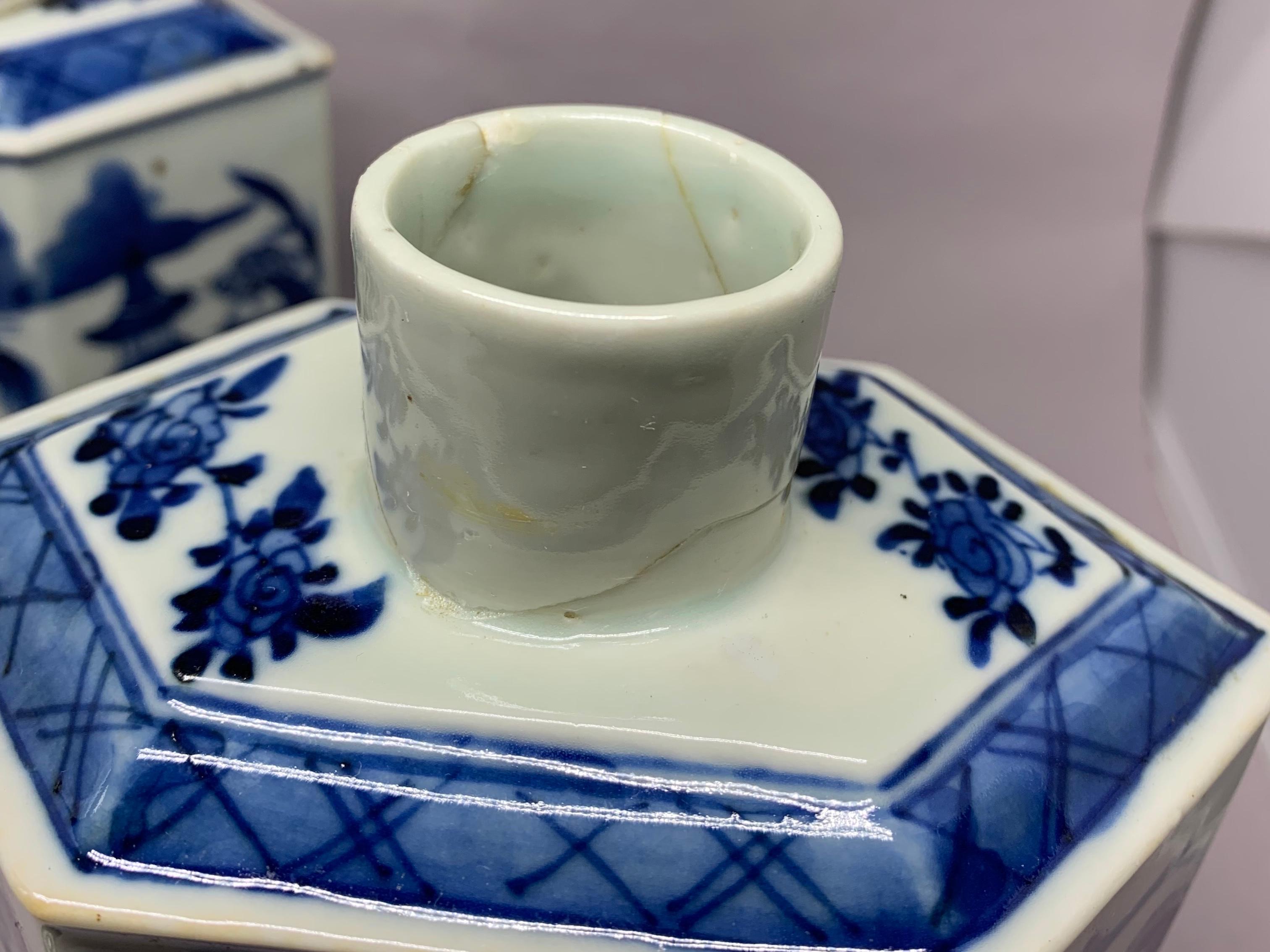 Pair of Blue and White Tea Caddies at 1stDibs