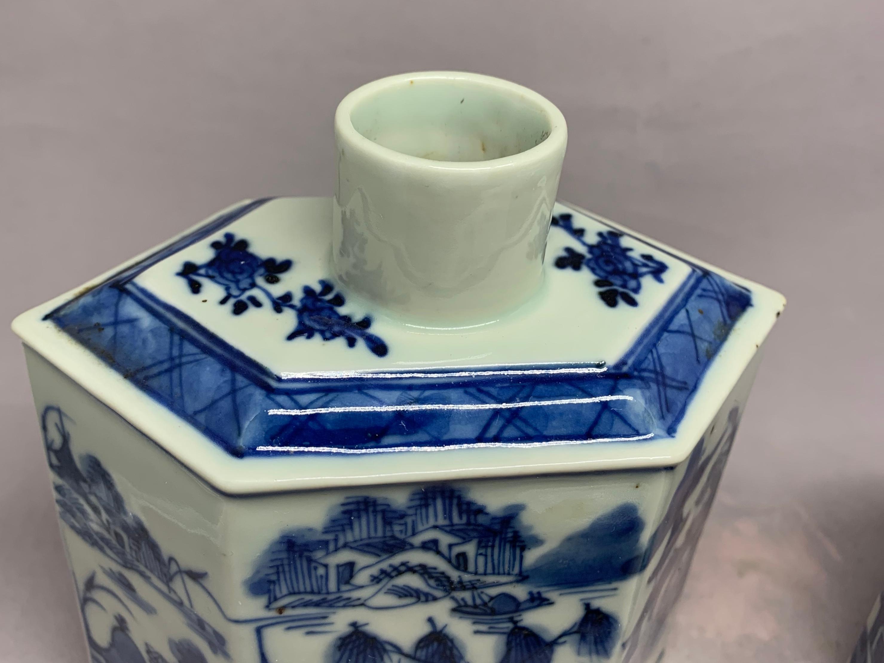 Pair of Blue and White Tea Caddies at 1stDibs