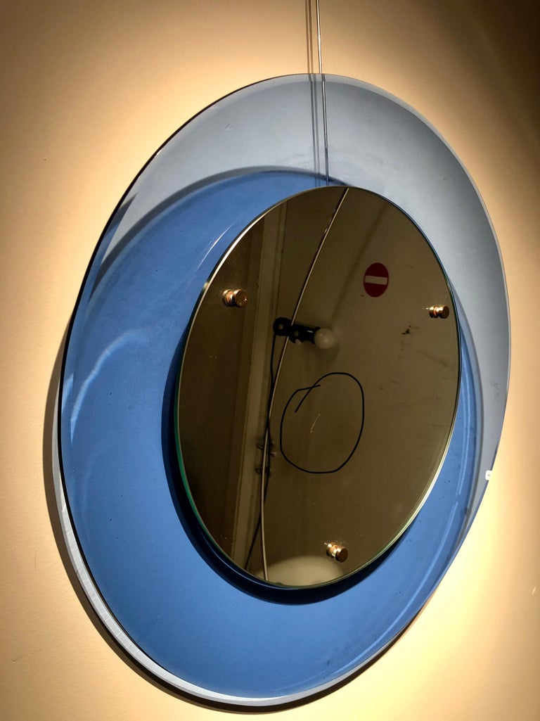 Pair Blue Mirror Mid-Century Modern For Sale at 1stDibs