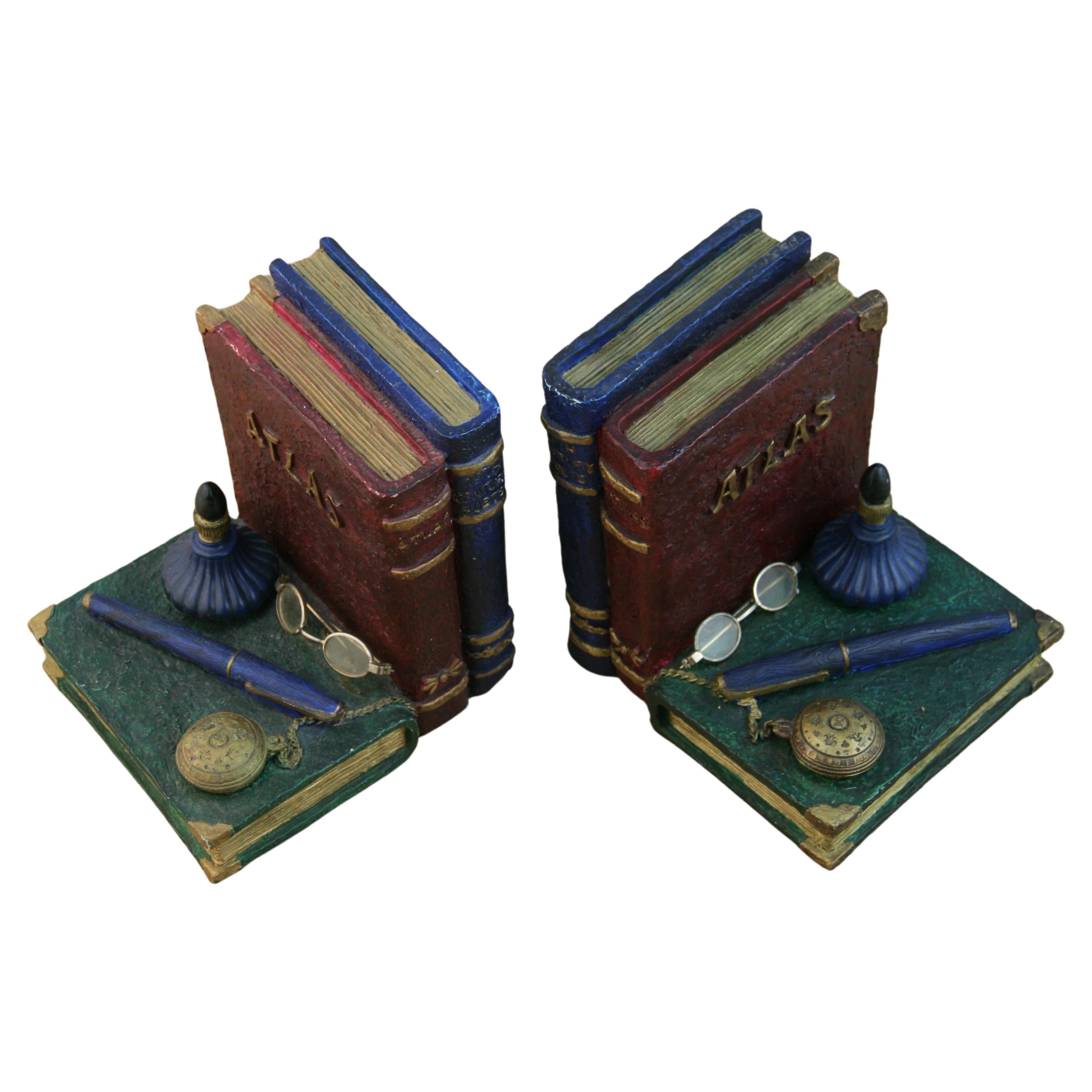 Pair of Vintage Alabaster Marble 'Book' Bookends at 1stDibs